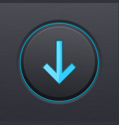 Down black button with blue arrow Royalty Free Vector Image