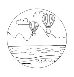 Beach cartoon round label Royalty Free Vector Image