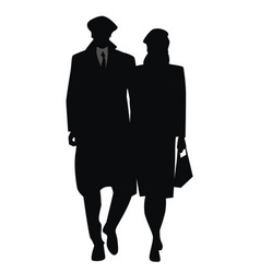Silhouettes of newlyweds couple wearing wedding Vector Image