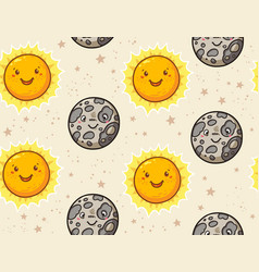 Seamless space pattern background with planets Vector Image