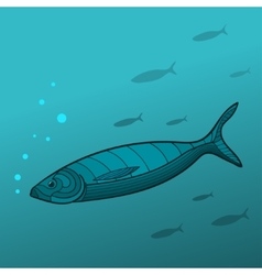 School of fish a group of silhouette fish swim Vector Image