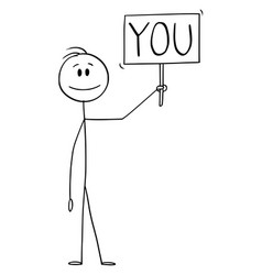 Cartoon positive man holding yes sign and Vector Image