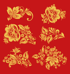 Seamless pattern with hohloma decor elements Vector Image
