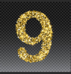Gold glittering letter b shining golden Royalty Free Vector