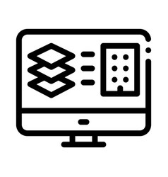 Computer simulation building icon Royalty Free Vector Image