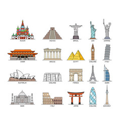 World monuments icons Royalty Free Vector Image