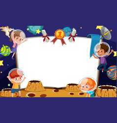 Four border templates with astronauts and alien Vector Image