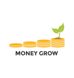 Coin leaf sprout money grow investment logo icon Vector Image