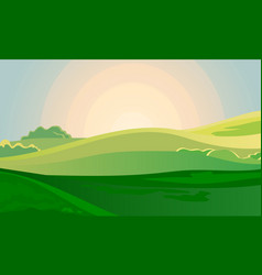 Abstract rural landscape with rising sun Vector Image