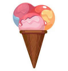 Ice cream wafer cone with toppings Royalty Free Vector Image