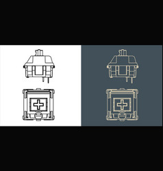 Switch mechanical keyboard wireframe blueprint Vector Image