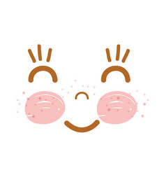 Kawaii cute happy face with mouth and cheeks Vector Image