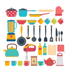 Cartoon cookware kitchen crockery cooking tools Vector Image