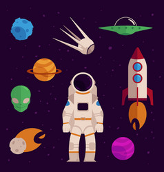 Outer space theme objects set with different Vector Image