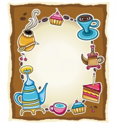 Cute coffee mate tea set Royalty Free Vector Image