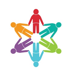 Teamwork embrace 6 group of people Royalty Free Vector Image