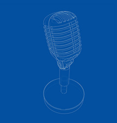 Outline vintage microphone Royalty Free Vector Image