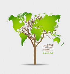 Tree shaped world map Royalty Free Vector Image