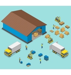 Warehouse outside view isometric Royalty Free Vector Image