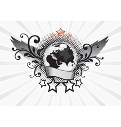 Winged Planet Emblem Royalty Free Vector Image