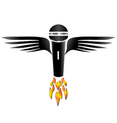 Classic microphone with wings Royalty Free Vector Image