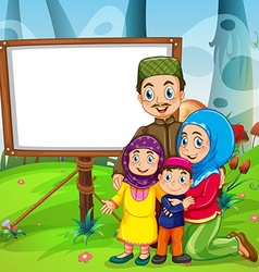 Paper template with muslim kids at school Vector Image