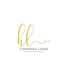 Hl initial handwriting logo with rectangle Vector Image