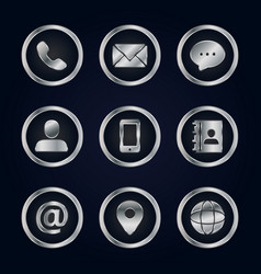 Set silver business contact icons Royalty Free Vector Image
