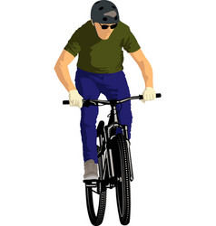 Enthusiastic cartoon cyclist Royalty Free Vector Image
