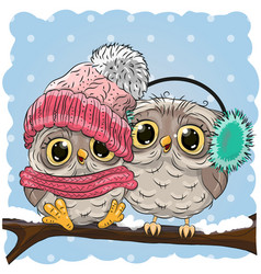 Two cartoon owls Royalty Free Vector Image - VectorStock