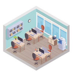 Isometric interior office workplace composition Vector Image