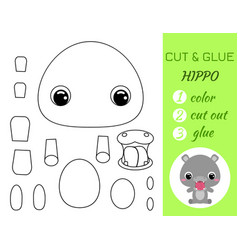 Cut and glue bear educational paper game Vector Image