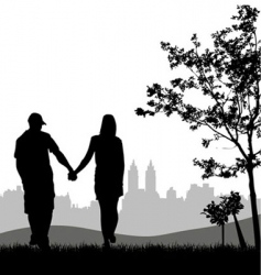 Couple under love tree Royalty Free Vector Image