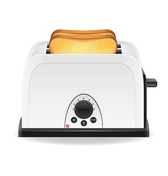 Red toaster with toasted bread for breakfast Vector Image