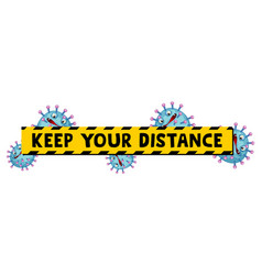 Keep your distance font design with kids showing Vector Image