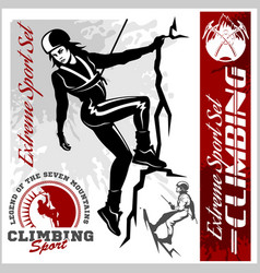 Set of mountain climbing vintage logos emblems Vector Image