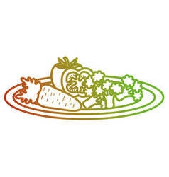 Dish with healthy food isolated icon Royalty Free Vector