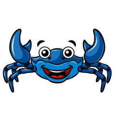 Cartoon happy blue crab Royalty Free Vector Image