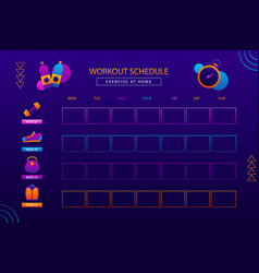Gradient workout routine schedule template Vector Image