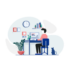 Young guy working at computer Royalty Free Vector Image