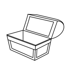 Outline open wooden chest box treasure Royalty Free Vector