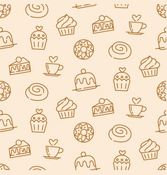 Seamless pattern with pastel pink cupcakes Vector Image