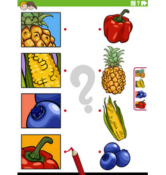 Match cartoon food objects and clippings Vector Image