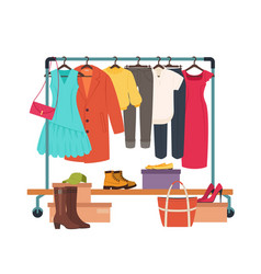 Clothes on rack neon sign Royalty Free Vector Image