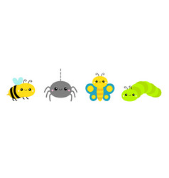 Insect icon set lady bug mosquito butterfly bee Vector Image