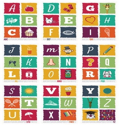 Cute animals alphabet cards for kids education Vector Image