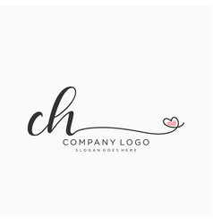 Ch initial handwriting logo with circle template Vector Image