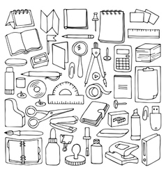 Hand drawn office sketch desk with chair computer Vector Image