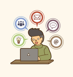 Cartoon computer icon Royalty Free Vector Image