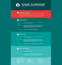 Minimalist cv resume template with color stripes Vector Image